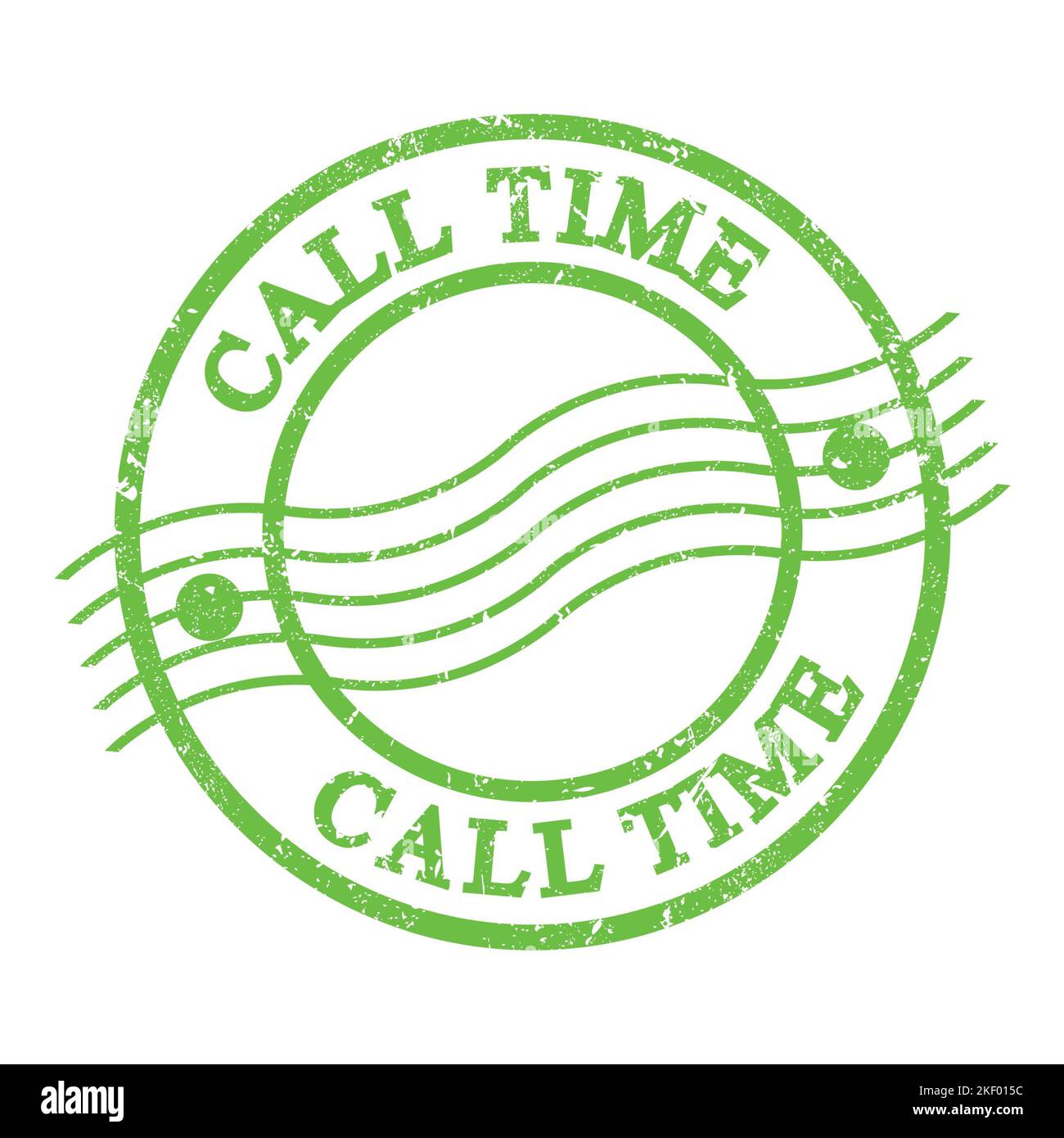 CALL TIME, text written on green grungy postal stamp Stock Photo - Alamy