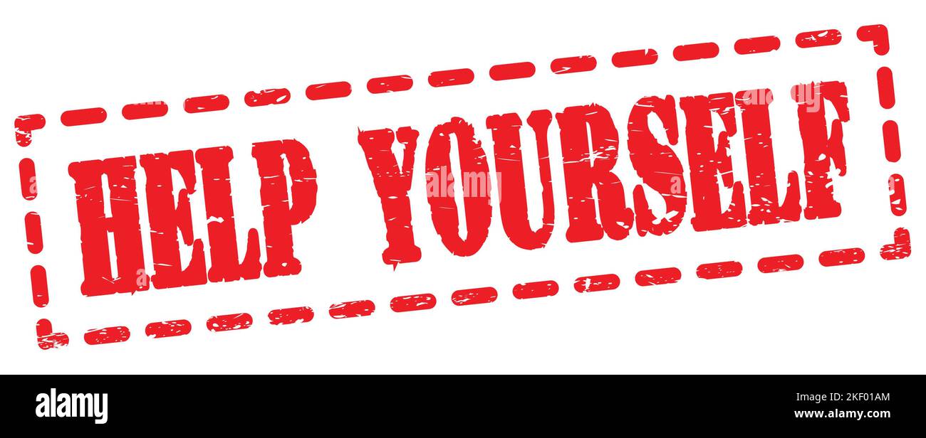 HELP YOURSELF text written on red dash stamp sign Stock Photo - Alamy