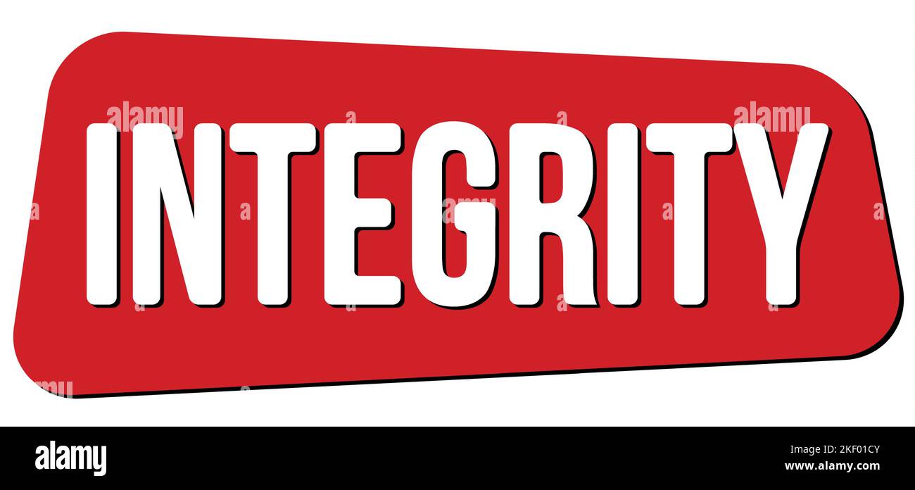 INTEGRITY text written on red trapeze stamp sign Stock Photo - Alamy