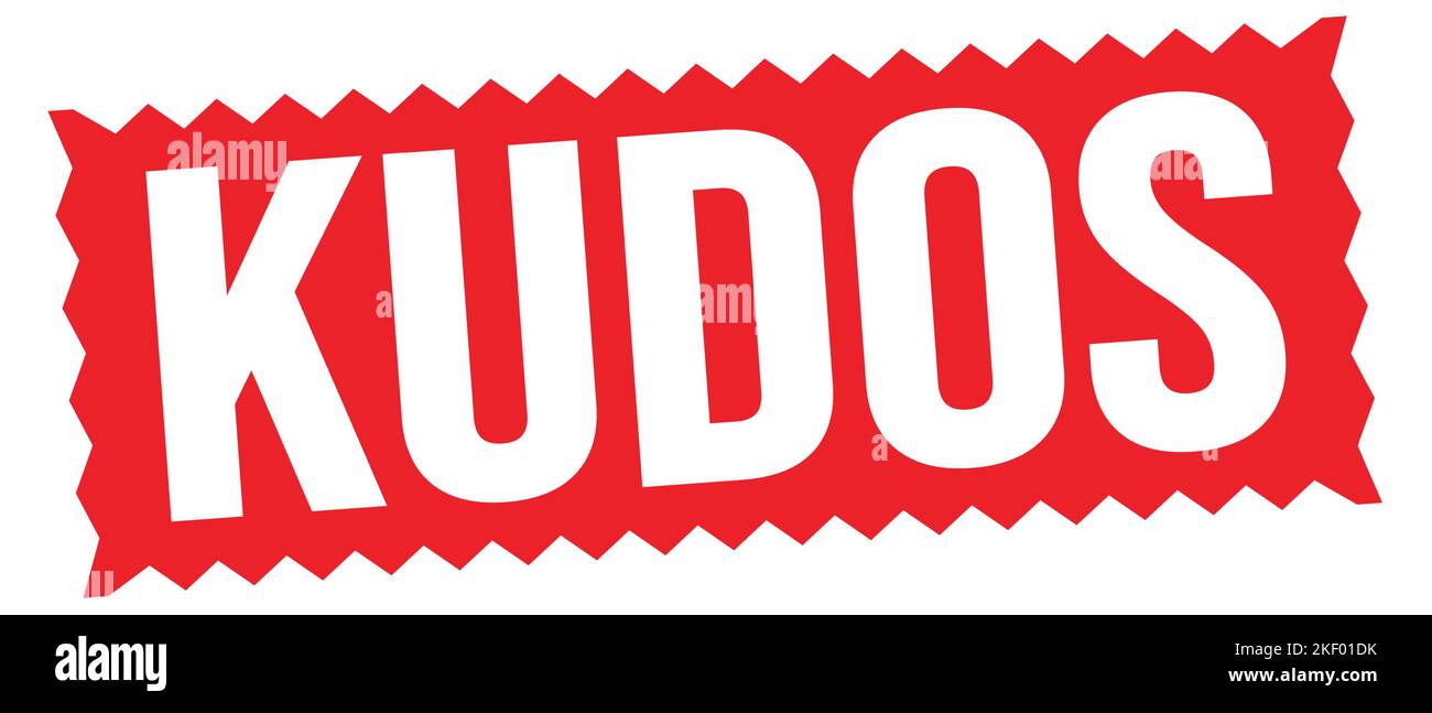 KUDOS text written on red zig-zag stamp sign Stock Photo - Alamy