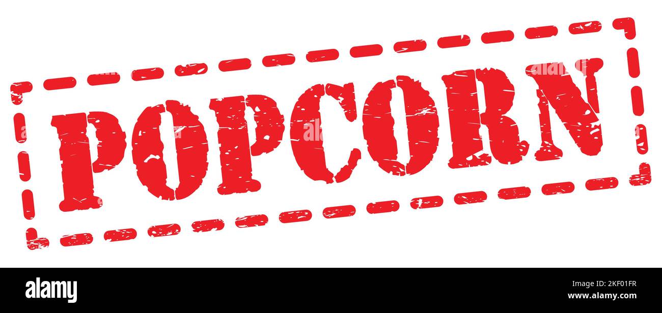 POPCORN text written on red dash stamp sign Stock Photo - Alamy