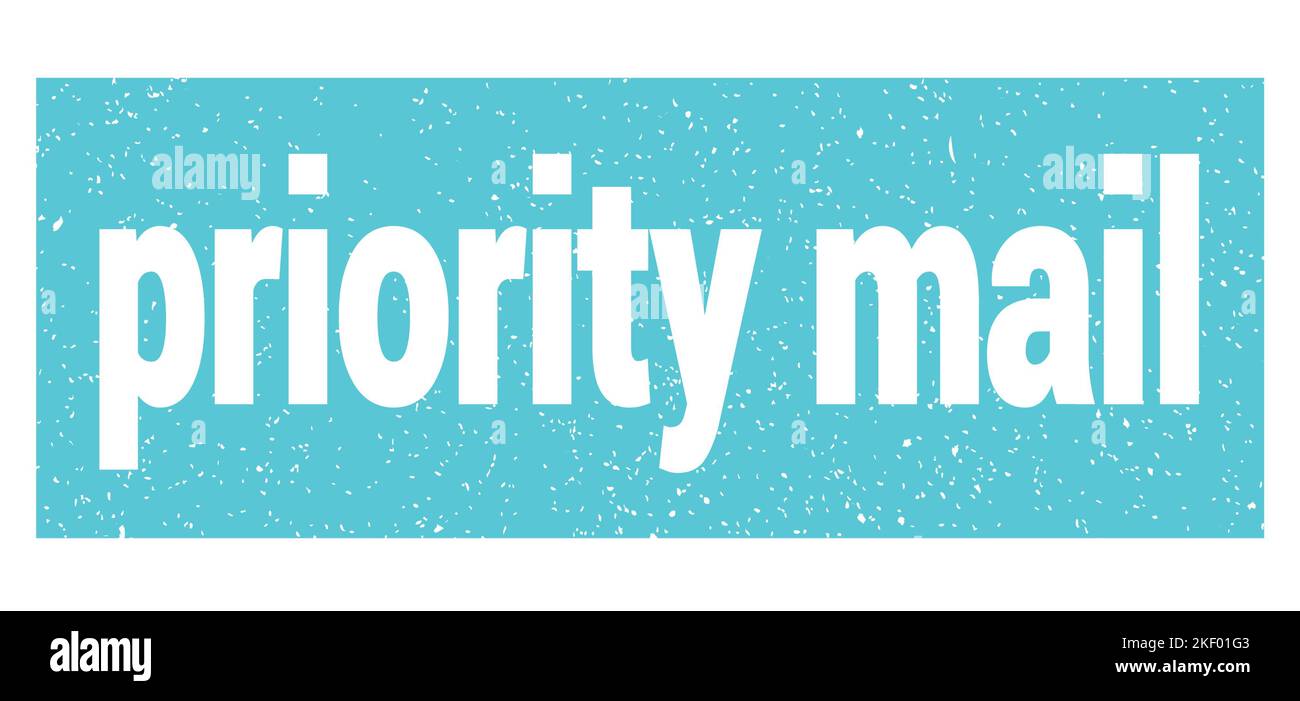 priority mail text written on blue grungy stamp sign Stock Photo - Alamy