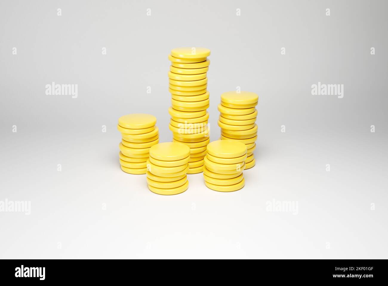 Yellow coins stack in cartoon style 3d render Stock Photo - Alamy
