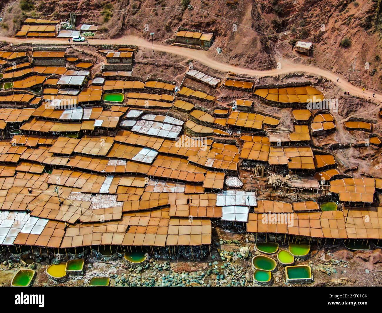 Aerial photos show the ancient salt fields with a long history of more ...
