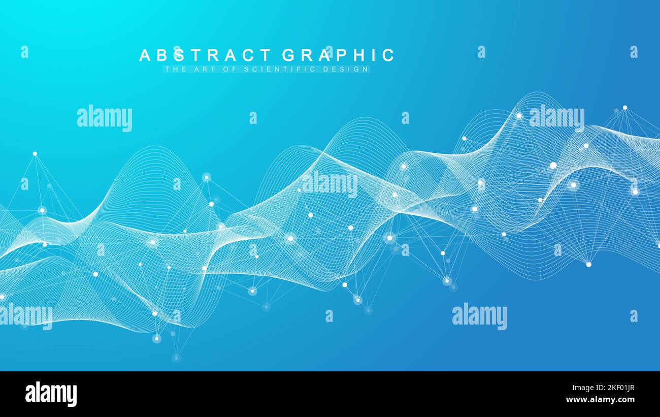 Digits Abstract Background With Connected Line And Dots Web Cover Digital Neural Networks