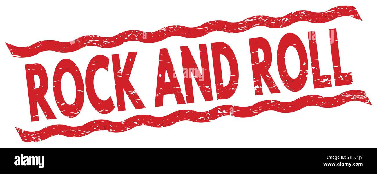 ROCK AND ROLL text written on red lines stamp sign Stock Photo - Alamy