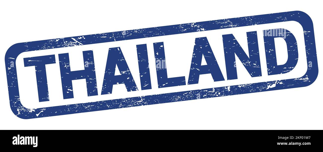 THAILAND text written on blue rectangle stamp sign Stock Photo - Alamy