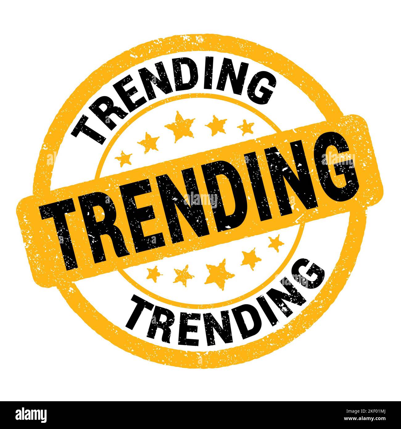TRENDING text written on yellow-black grungy stamp sign Stock Photo - Alamy