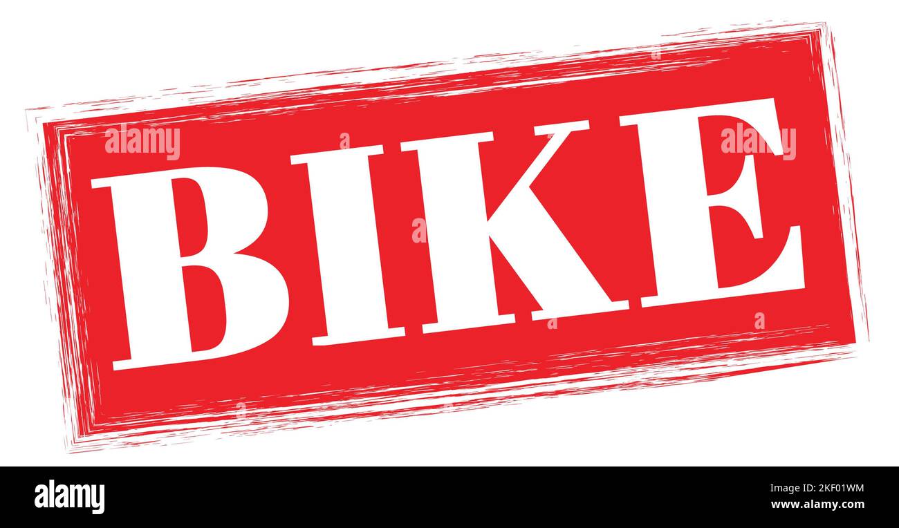 BIKE text written on red rectangle stamp sign Stock Photo - Alamy