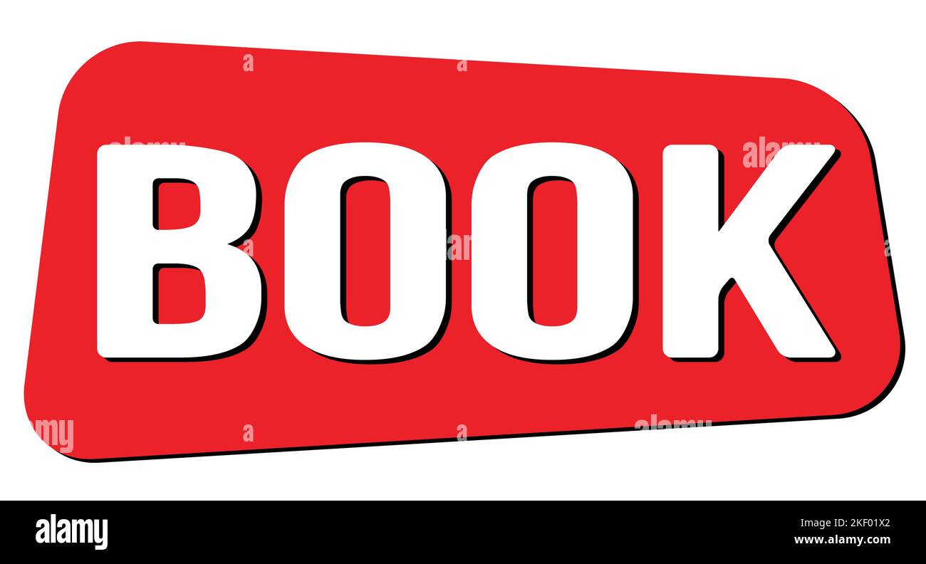 BOOK text written on red trapeze stamp sign Stock Photo - Alamy