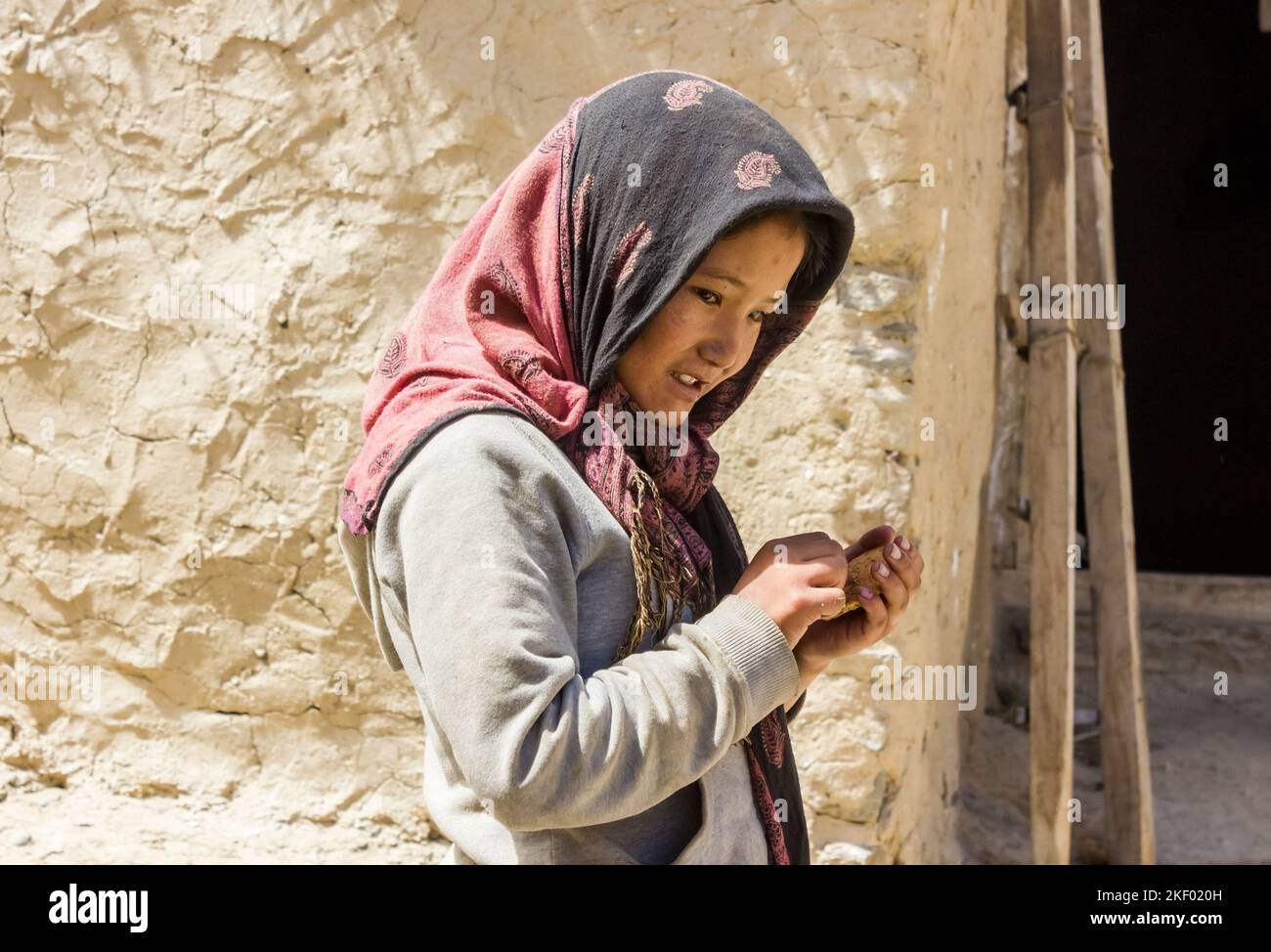 Zanskar, India - July 2012: Candid portrait of a young Indian girl ...