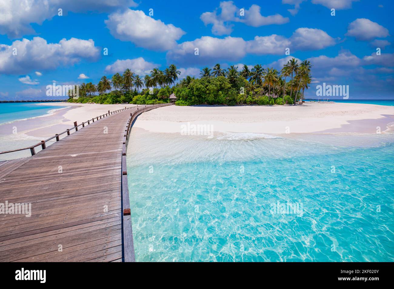 Summer vacation on a tropical island hotel resort with beautiful beach ...