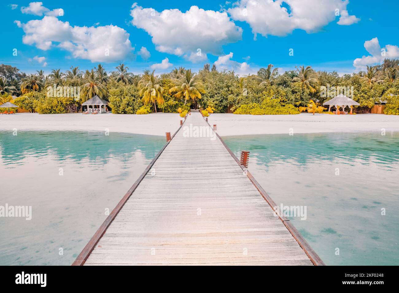 Summer vacation on a tropical island hotel resort with beautiful beach ...