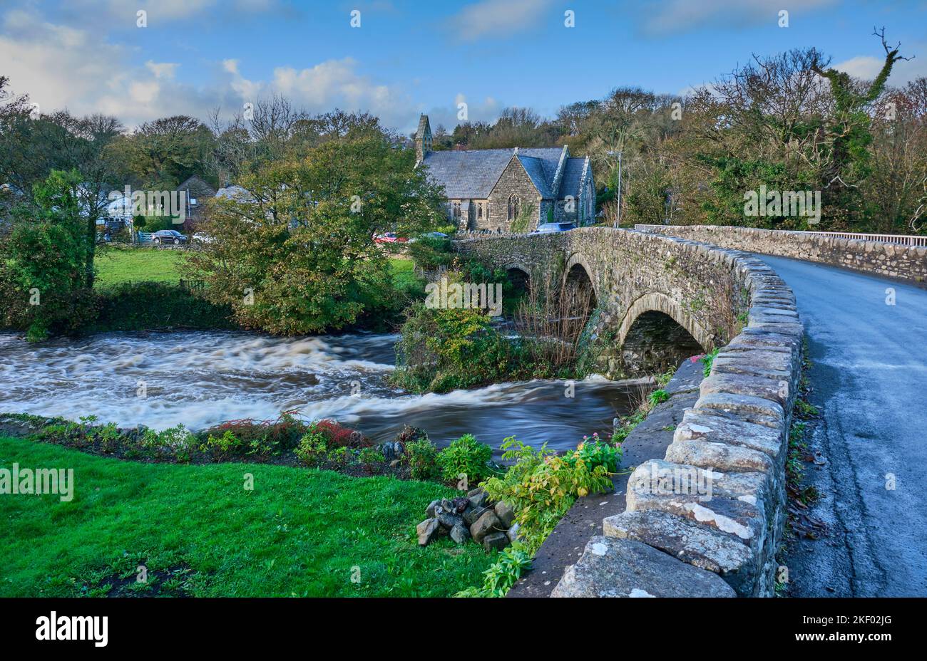 Bridge across the Afon Dwyfor at Llanystumdwy, near Criccieth, Gwynedd ...