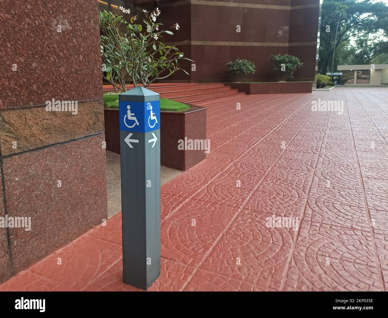 A closeup selective focus picture of a sign board for wheelchair ...