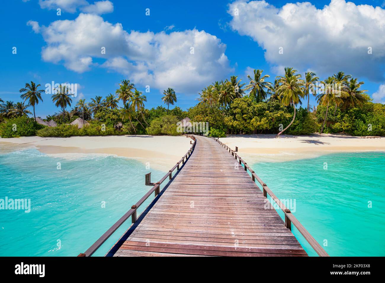 Summer vacation on a tropical island hotel resort with beautiful beach ...