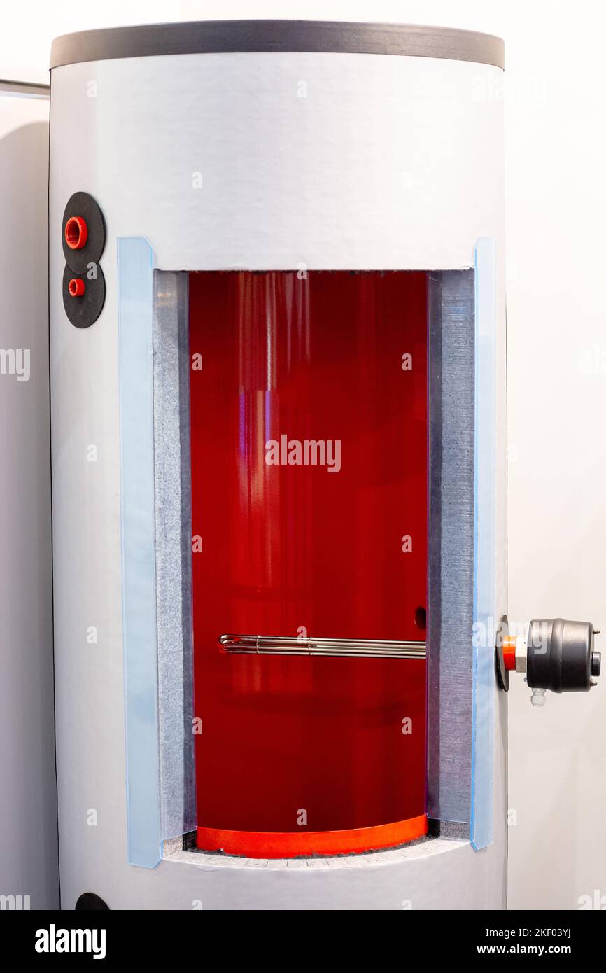 Insulated water tank with heating element Stock Photo - Alamy