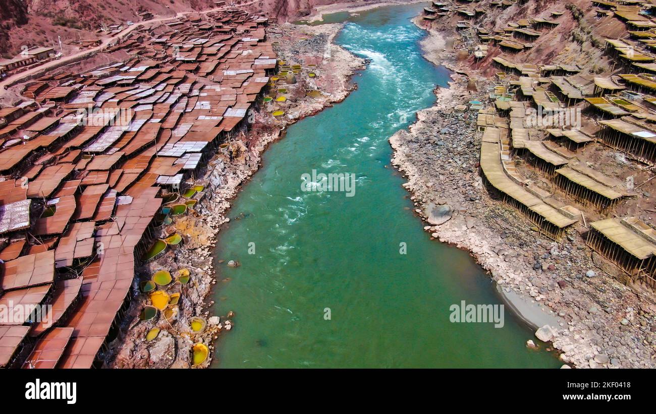 Aerial photos show the ancient salt fields with a long history of more ...