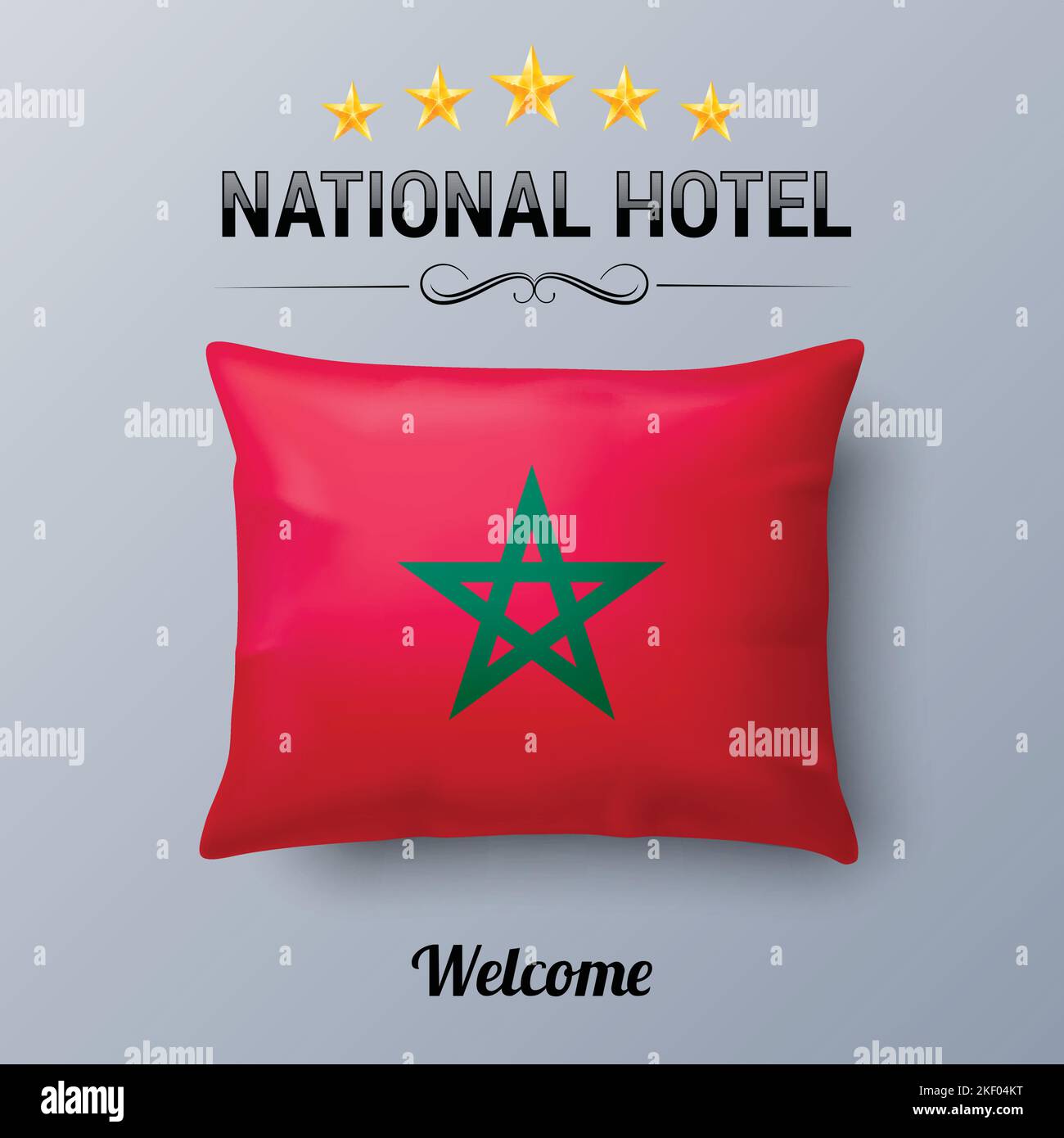 Realistic Pillow and Flag of Morocco as Symbol National Hotel. Flag ...