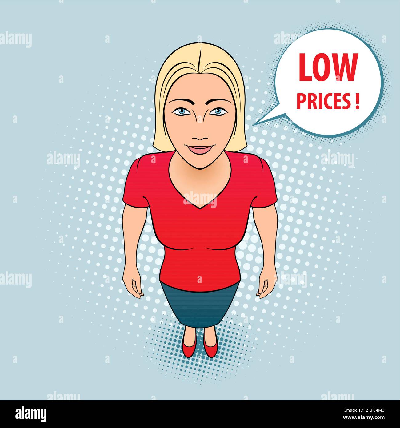 Cartoon Illustration of a Young Woman in Red Blouse Giving a Thumbs Up ...