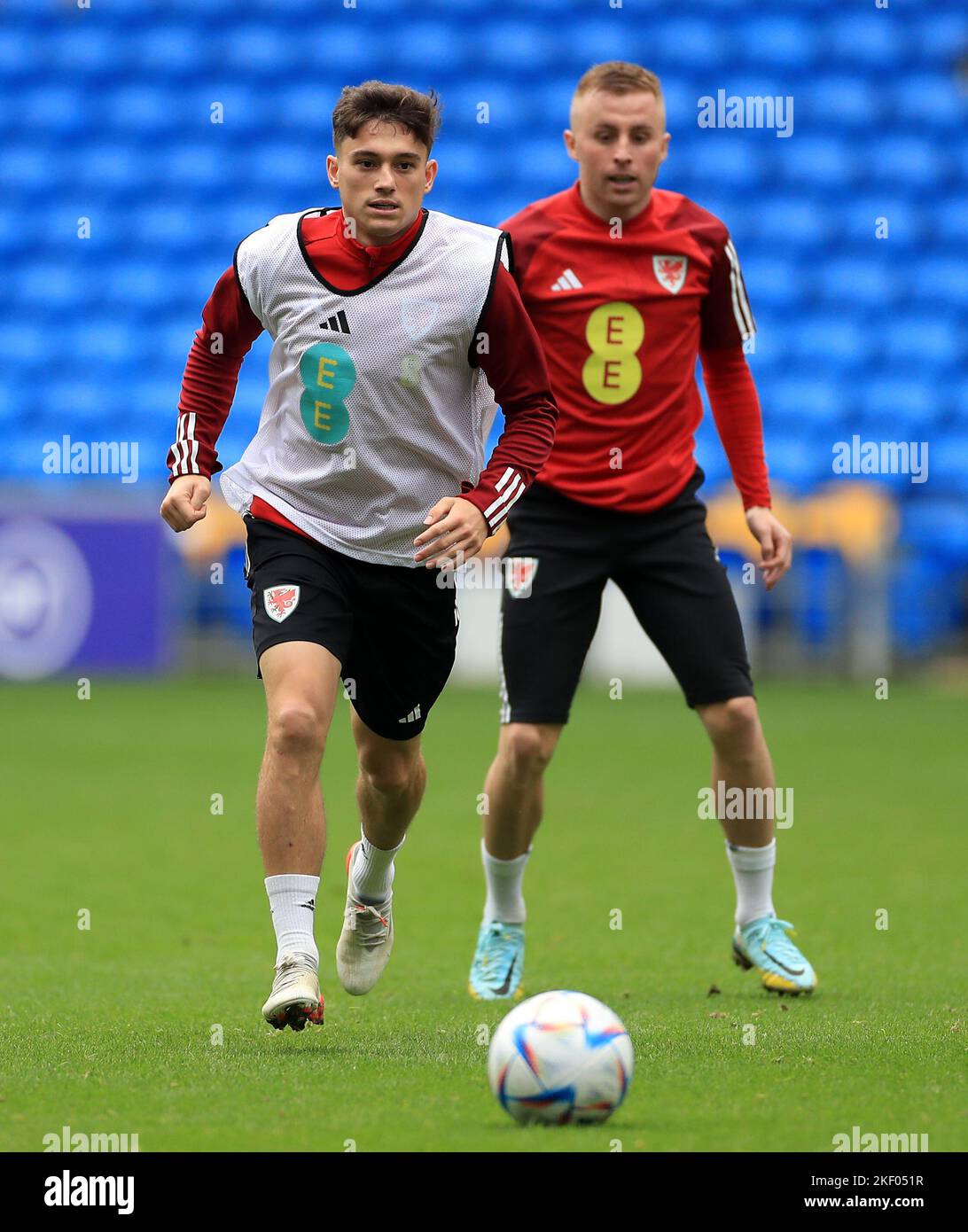 Wales' Daniel James during a training session at the Cardiff City ...