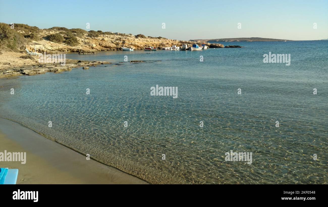 Cristal clear water loneley beach Paros Greece mediteranean island ...