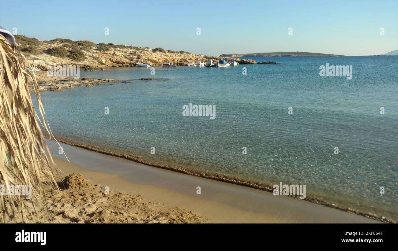 Cristal clear water loneley beach Paros Greece mediteranean island ...