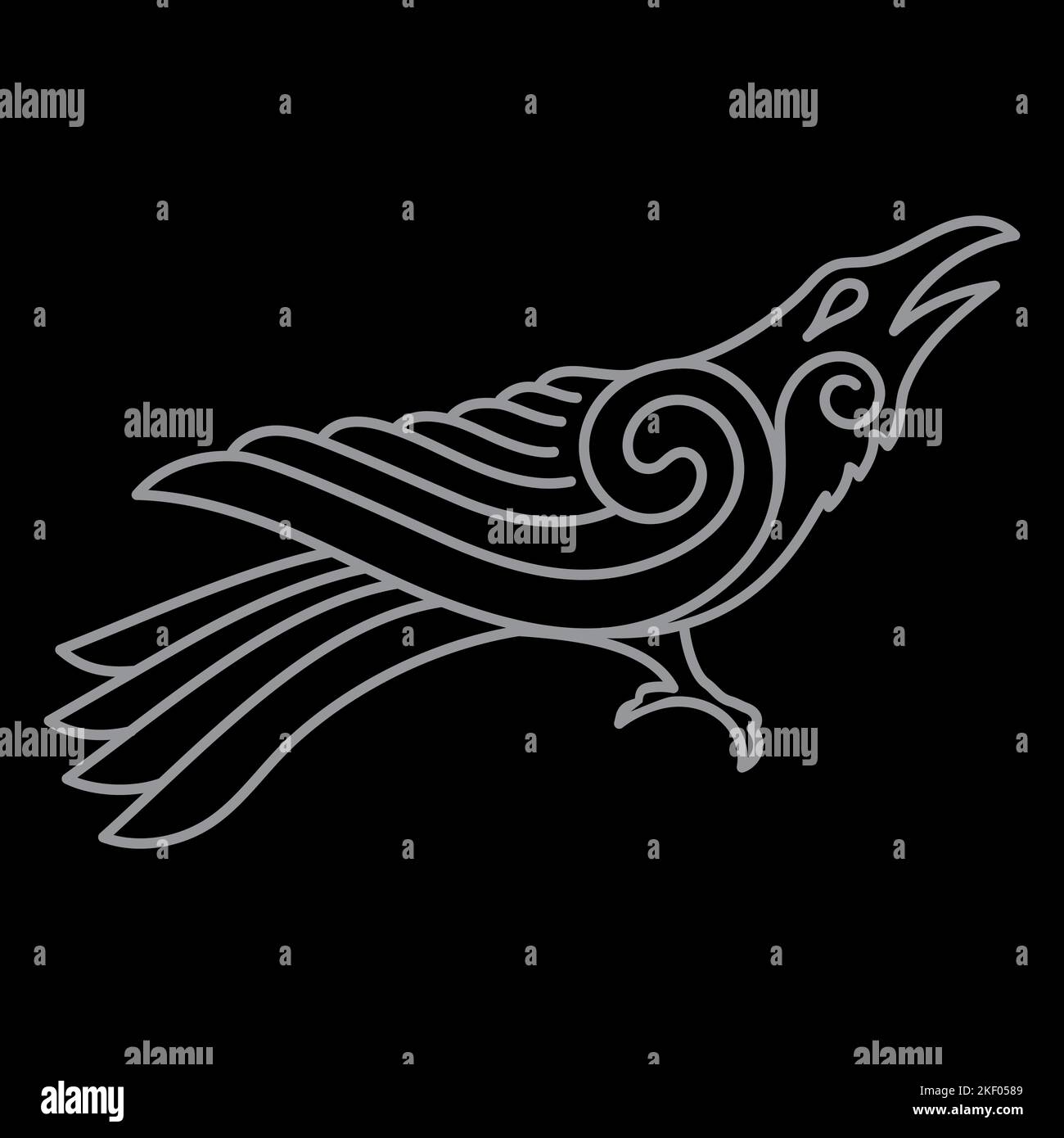 Vintage Celtic Scandinavian design. Raven drawn in retro style Stock ...
