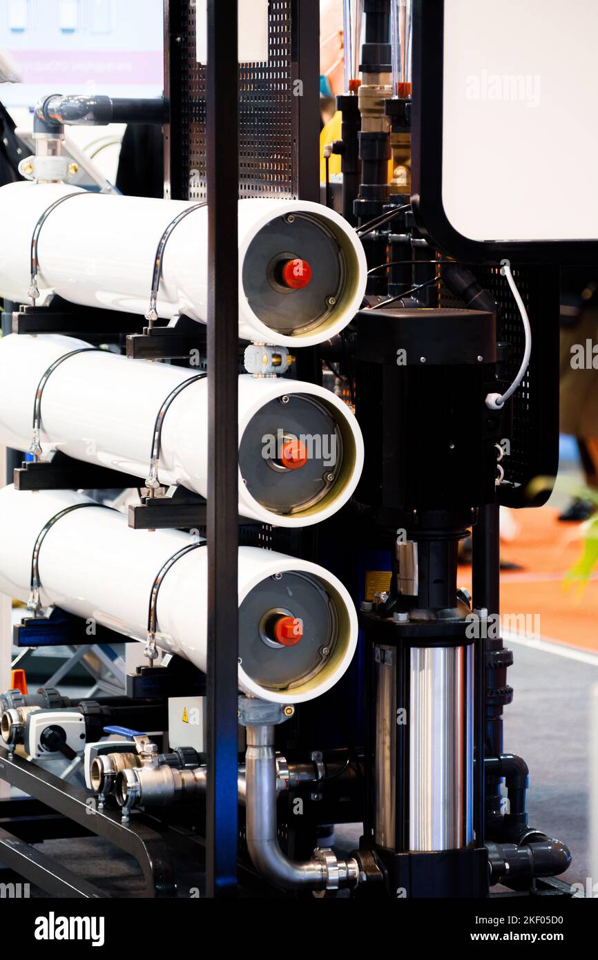 Reverse osmosis system for power plant. Water filter is a freshwater ...