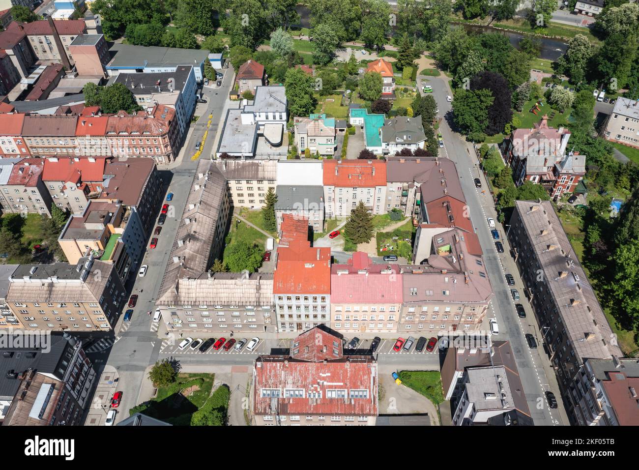 Old Town residential buildings in Cesky Tesin city, Czech Republic ...
