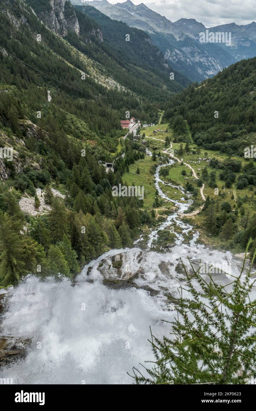 The beautiful Toce Waterfall in Formazza Valley in Piedmont. It's the ...