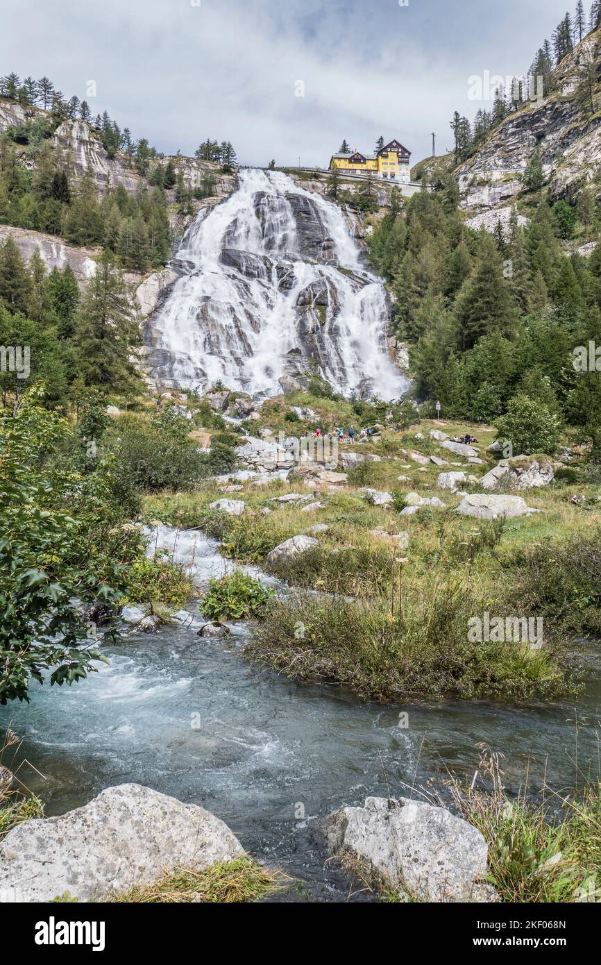 The very high and beautiful Waterfall of the Toce in the Formazza ...