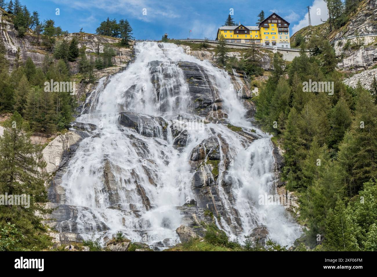 The beautiful Toce Waterfall in Formazza Valley in Piedmont. It's the ...