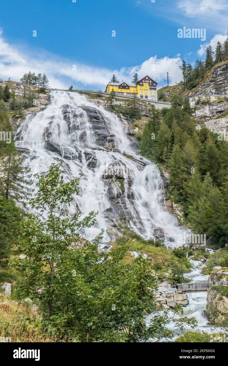 The beautiful Toce Waterfall in Formazza Valley in Piedmont. It's the ...