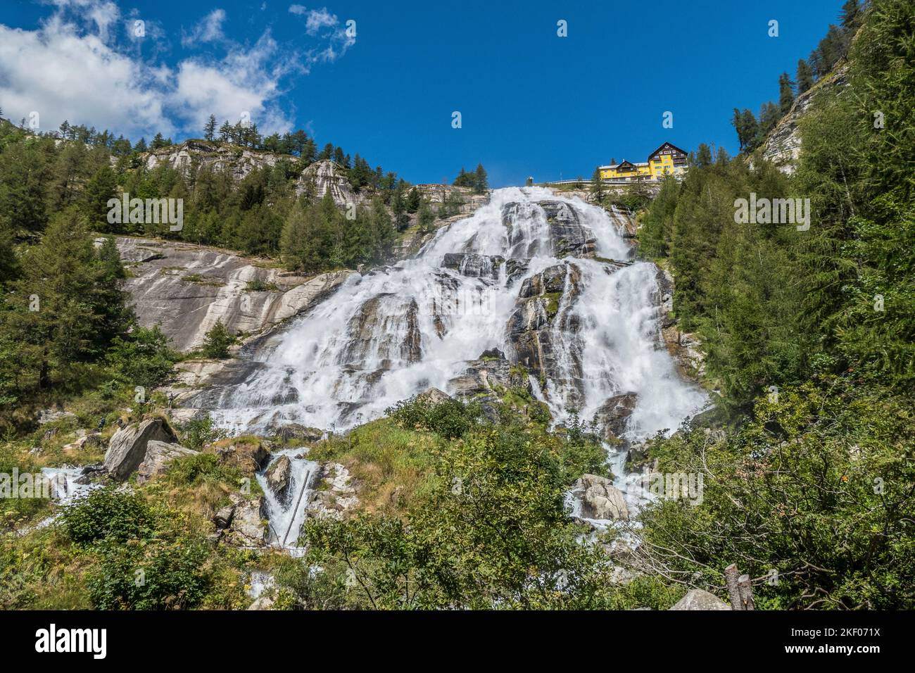 The beautiful Toce Waterfall in Formazza Valley in Piedmont. It's the ...