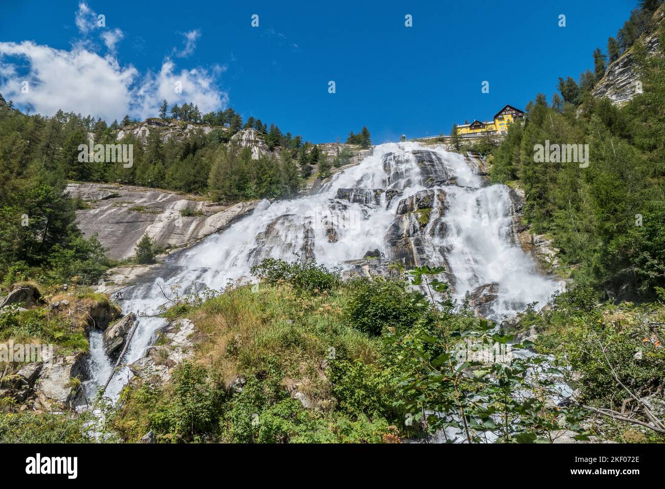 The beautiful Toce Waterfall in Formazza Valley in Piedmont. It's the ...