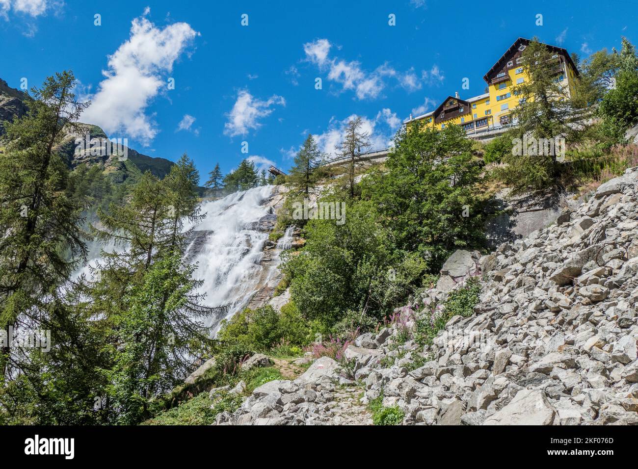 The very high and beautiful Waterfall of the Toce in the Formazza ...