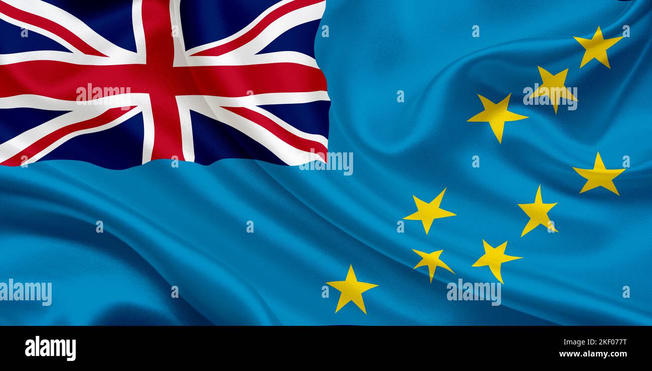 official national flag of Tuvalu Islands Stock Photo - Alamy