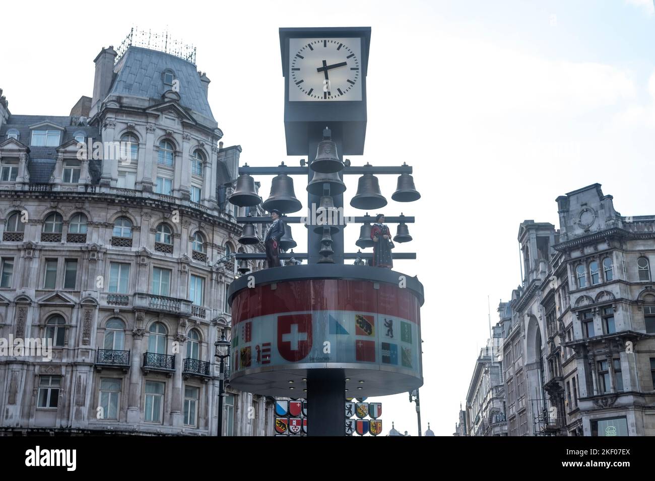 Swiss Clock, Leicester Square Stock Photo - Alamy