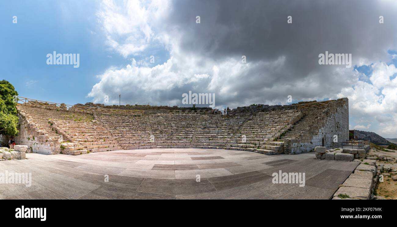 Segesta, Sicily, Italy - July 9, 2020: Ruins of the Greek Theater in ...