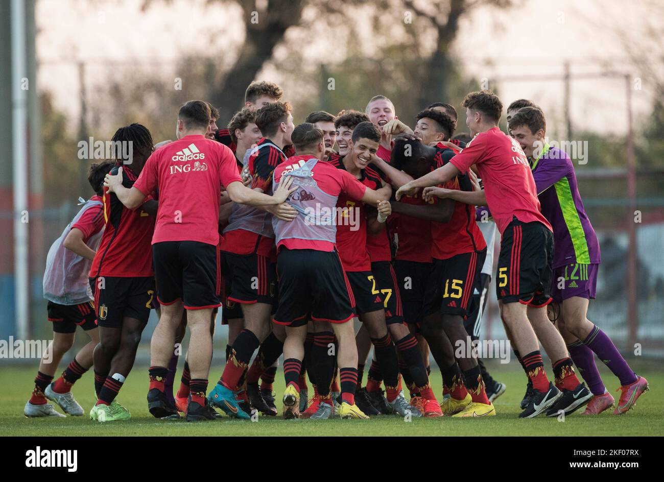 Bucharest, Romania, 1st November 2022. The players of Belgium celebrate ...
