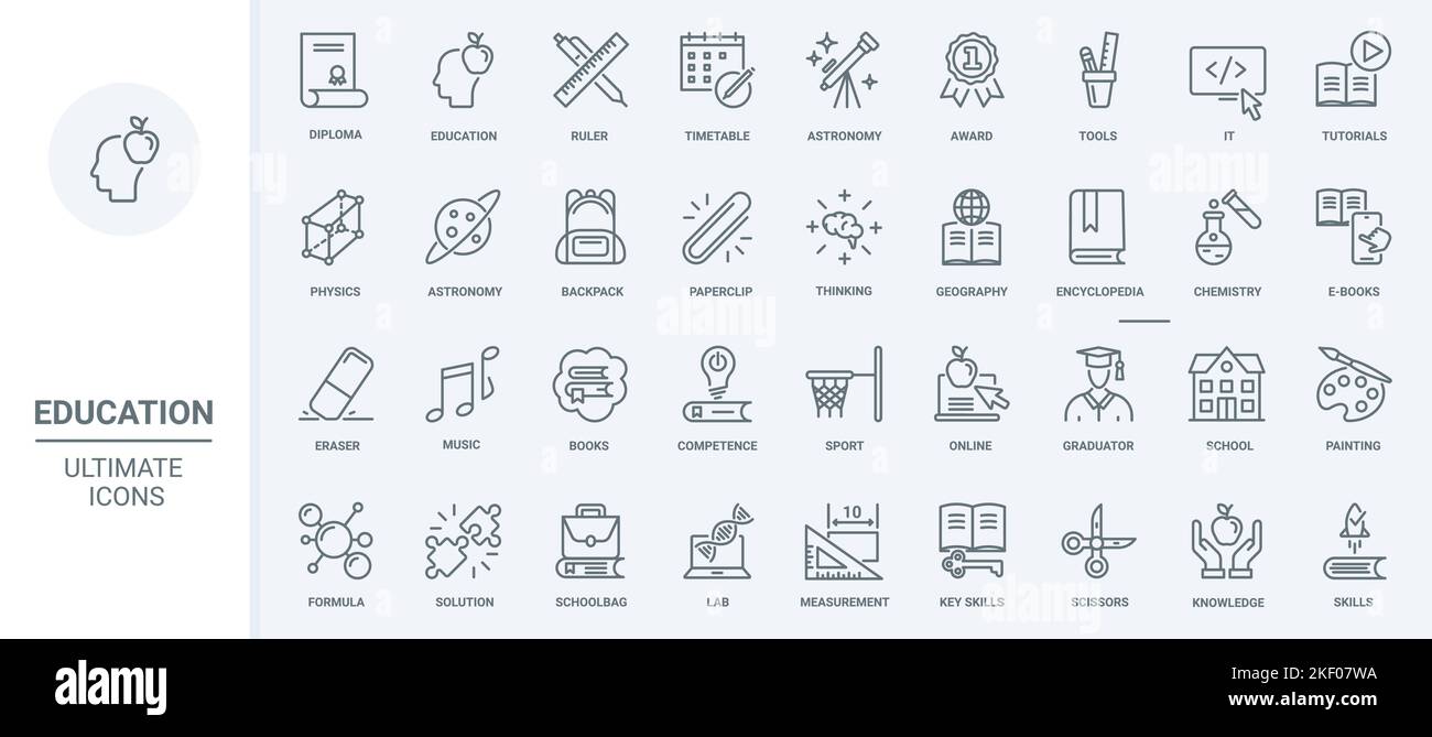 Education thin line icons set vector illustration. Outline school and ...
