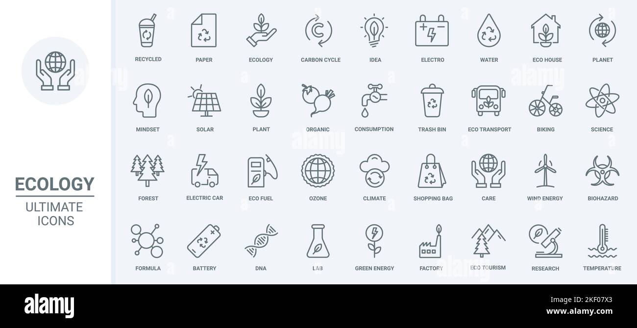 Ecology and green energy thin line icons set vector illustration ...