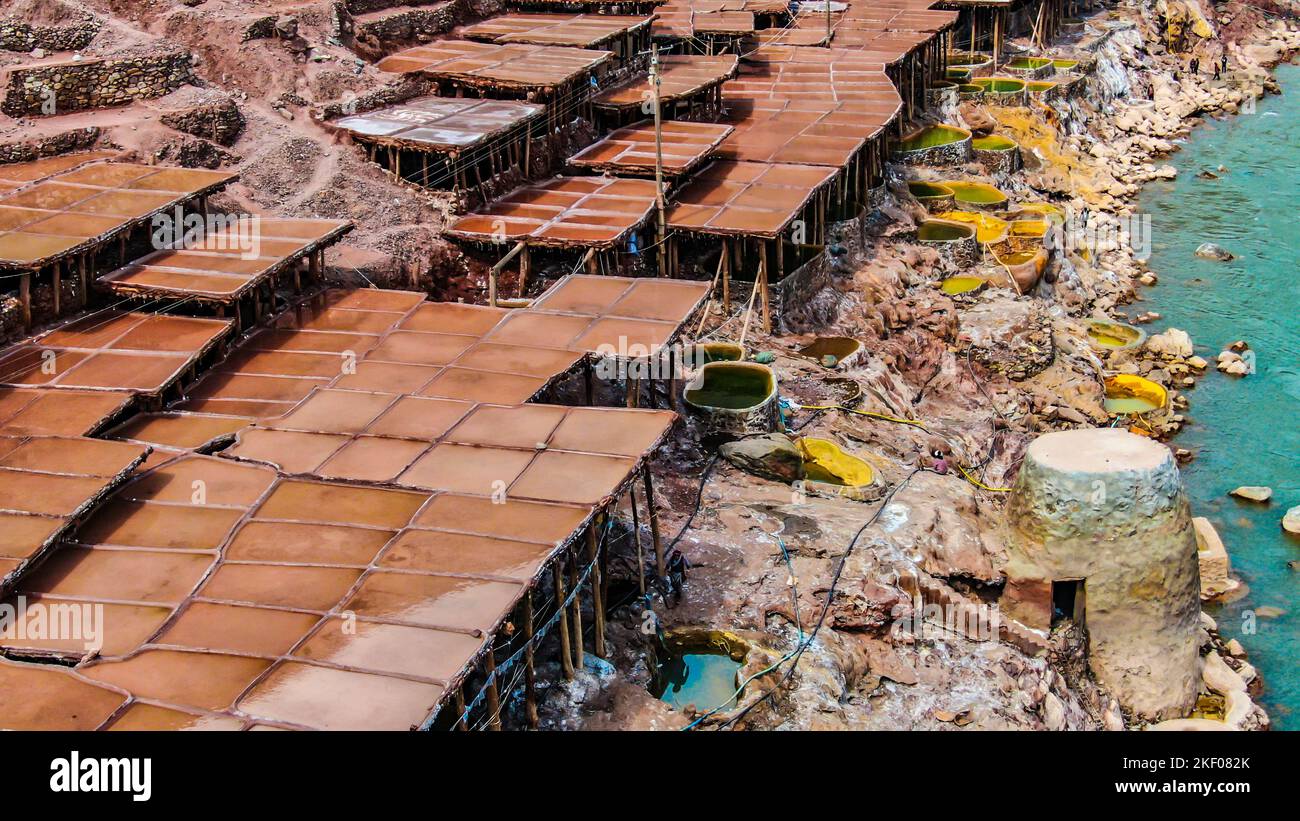 Aerial photos show the ancient salt fields with a long history of more ...