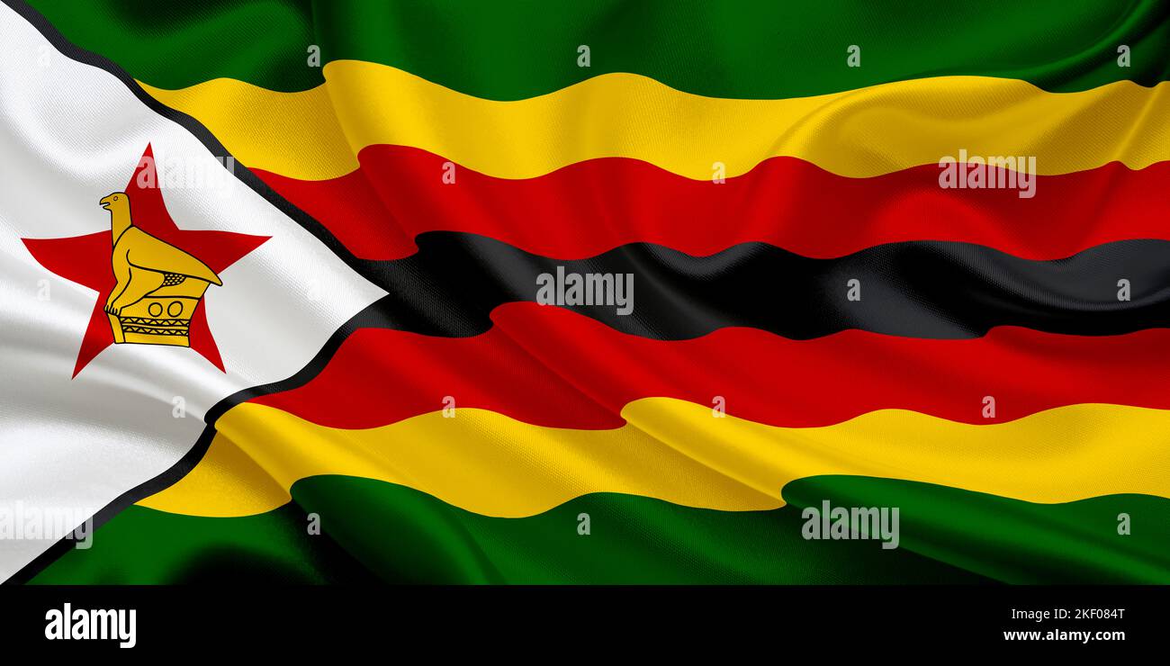 official national flag of zimbabwe Stock Photo - Alamy