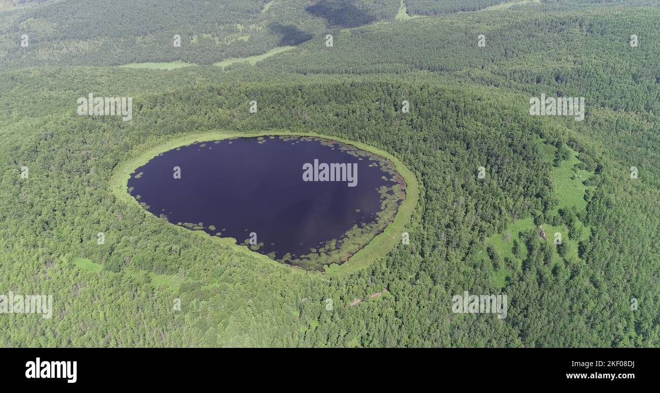 Aerial photos show the Heaven Lake of Arxan in Arxan City, north China ...