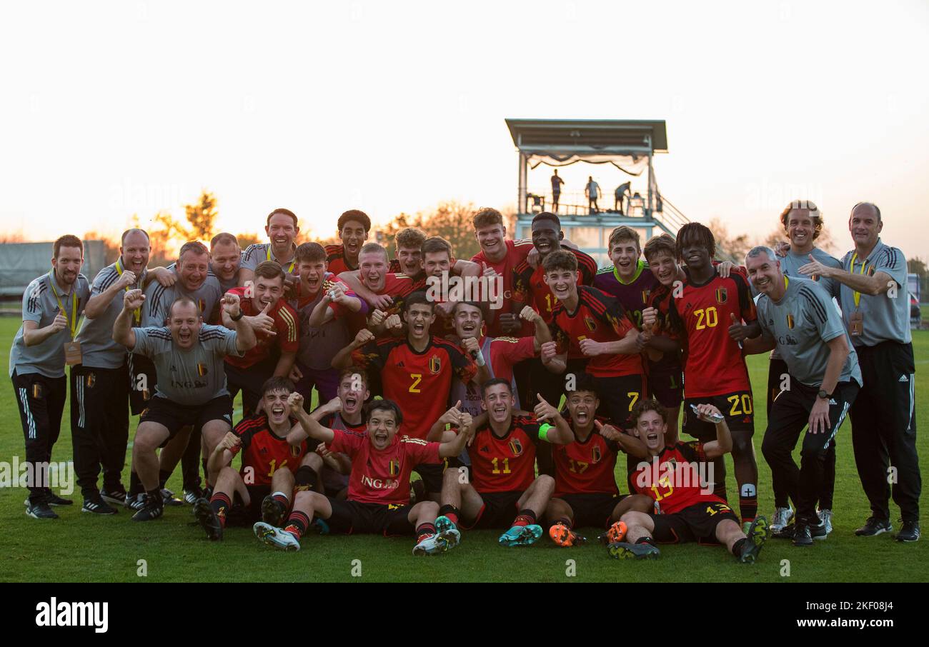 Bucharest, Romania, 1st November 2022. The players of Belgium celebrate ...