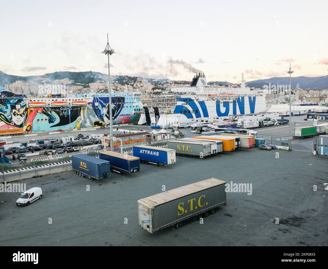 Mediterranean, GNV ferry from Genoa to Tangier, port of Genoa Stock ...
