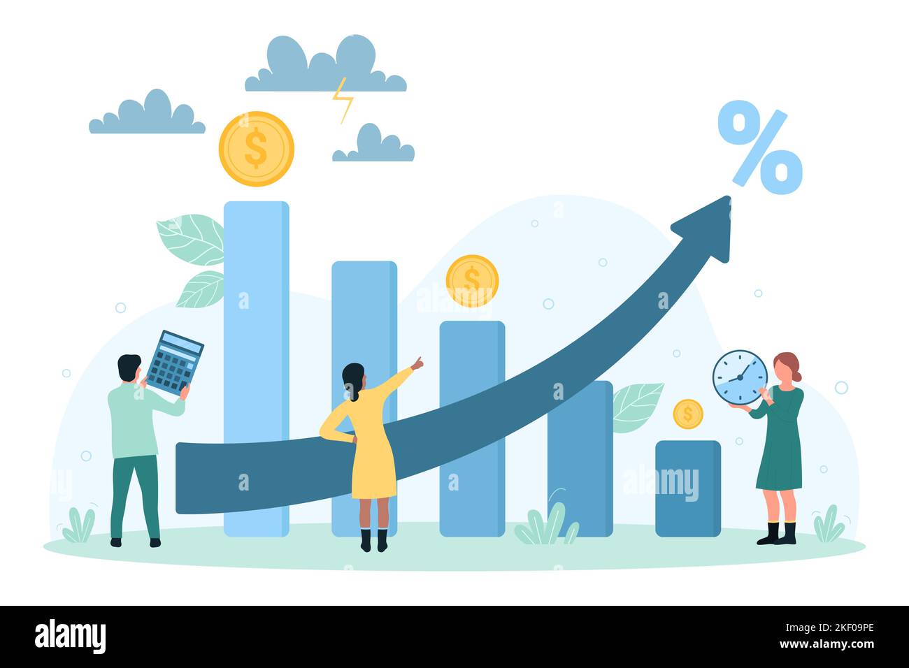 Impact of inflation on decline in income vector illustration. Cartoon ...