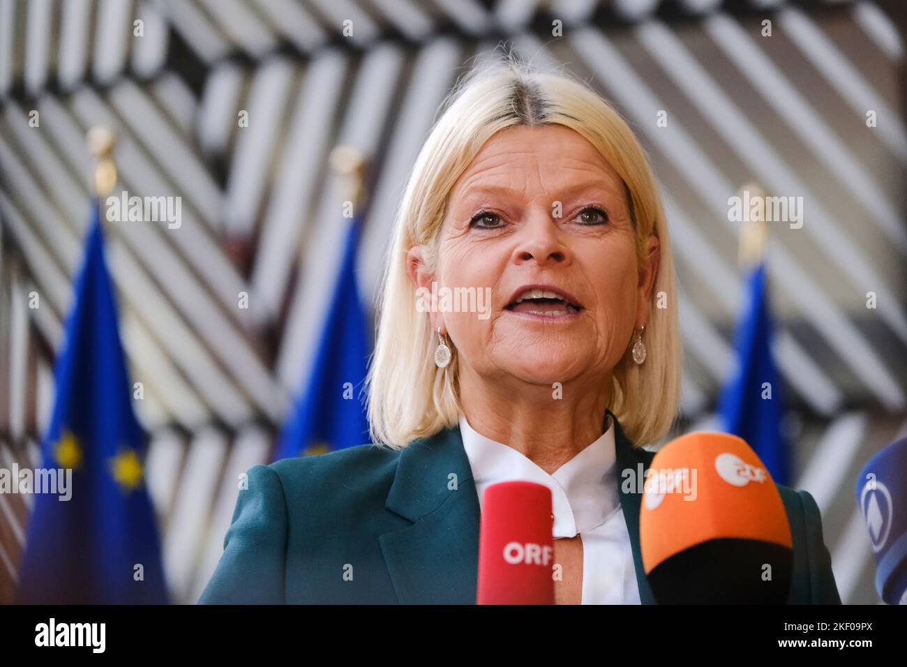 Brussels, Belgium. 15th Nov, 2022. Klaudia Tanner, Minister of Defence ...